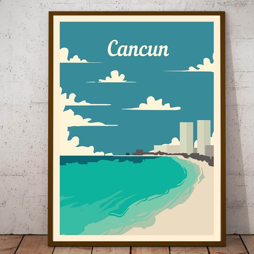 Cancun Mexico Travel Poster Cancun Print Cancun Travel Print - Etsy