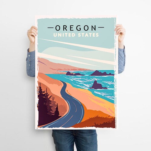 Oregon State Poster Oregon Travel Print Oregon Gift - Etsy