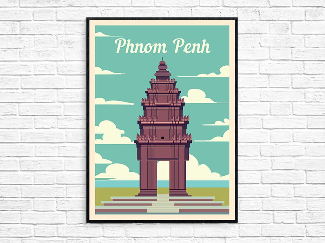 Phnom Penh Travel Poster Cambodia Print - Etsy