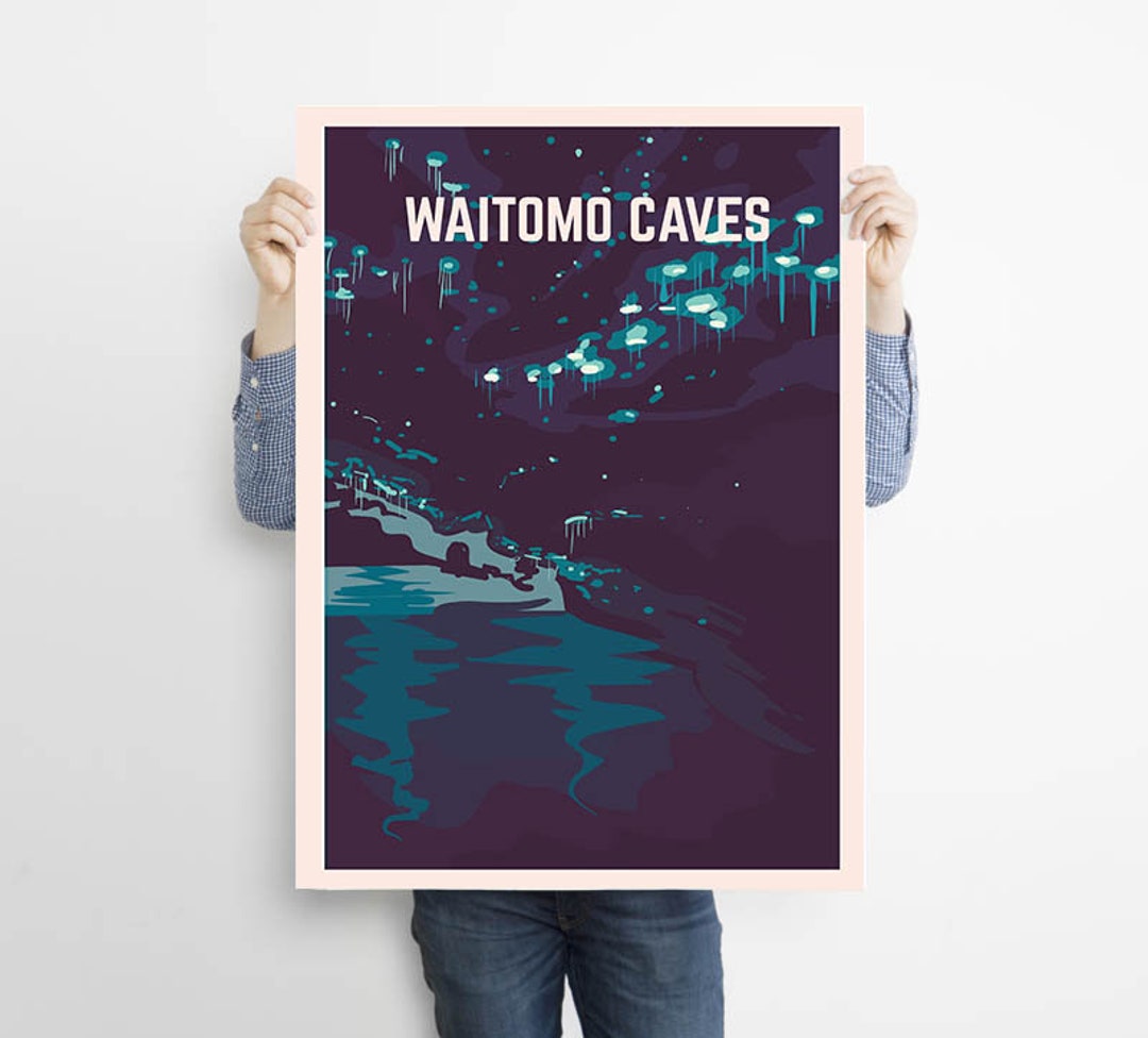 Waitomo Caves Travel Poster , New Zealand Print - Etsy