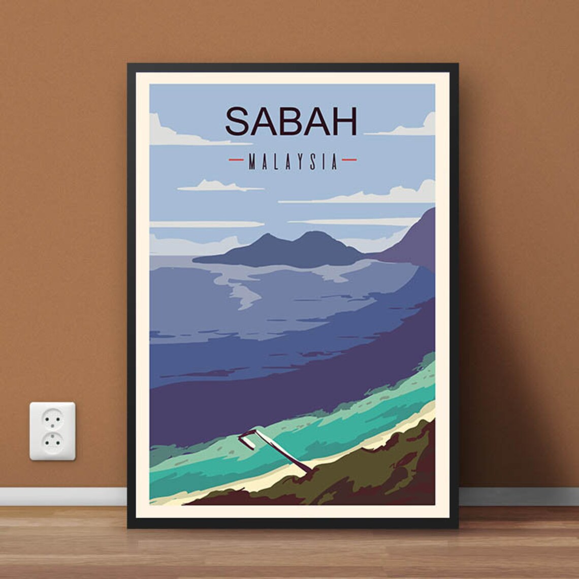SABAH , Malaysia , Minimalist Artwork Vintage Travel Print Poster ...