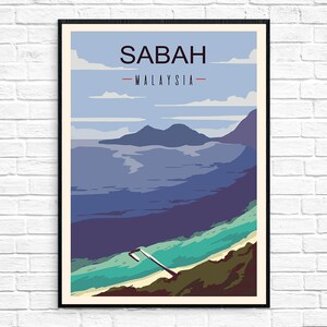 SABAH , Malaysia , Minimalist Artwork Vintage Travel Print Poster ...