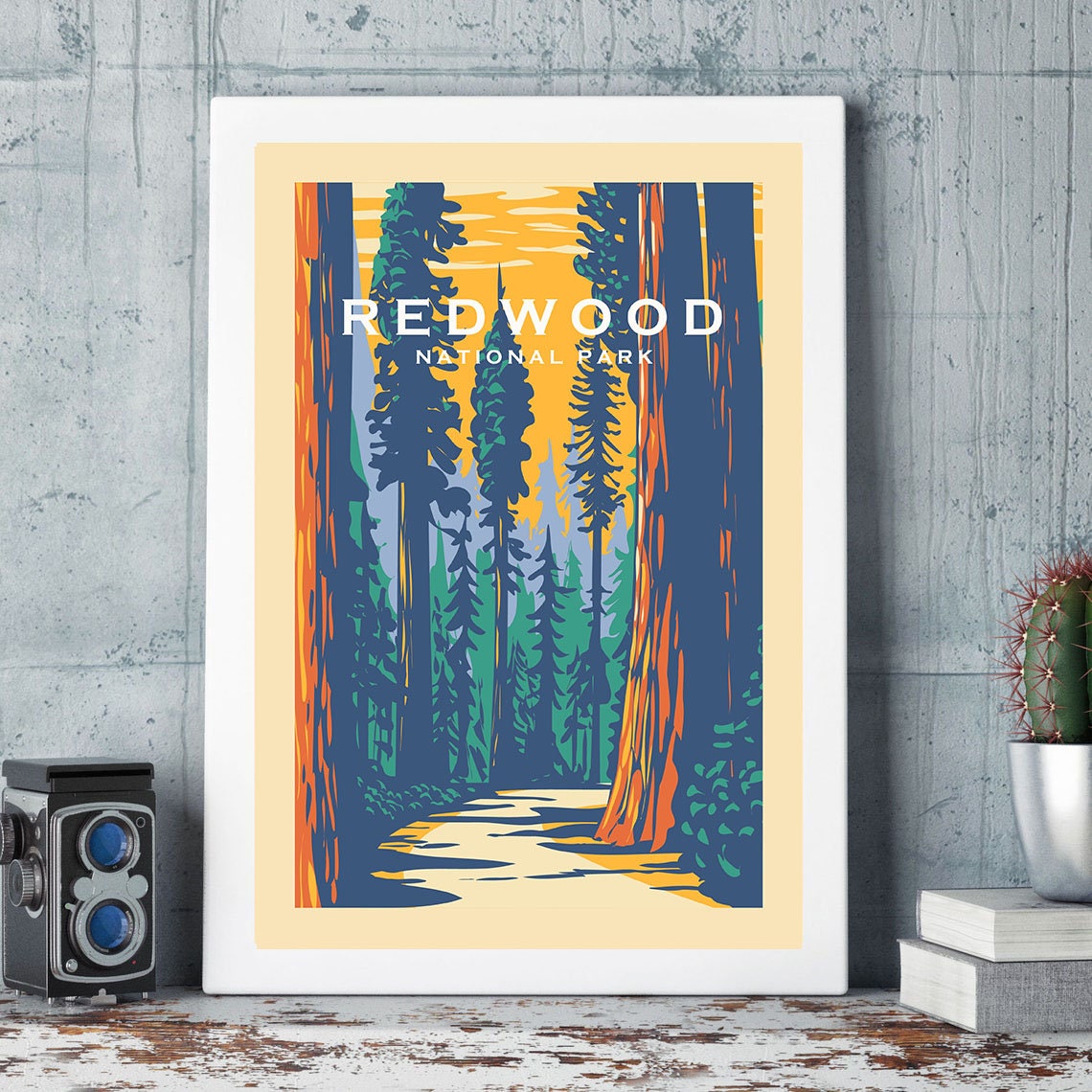 Redwood National Park Travel Print Redwood National Park - Etsy