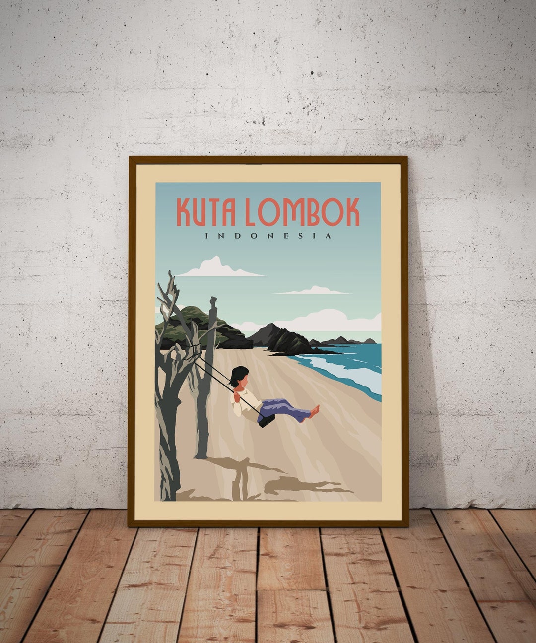 Kuta Lombok Travel Poster , Indonesia Print , West Nusa Tenggara Wall ...