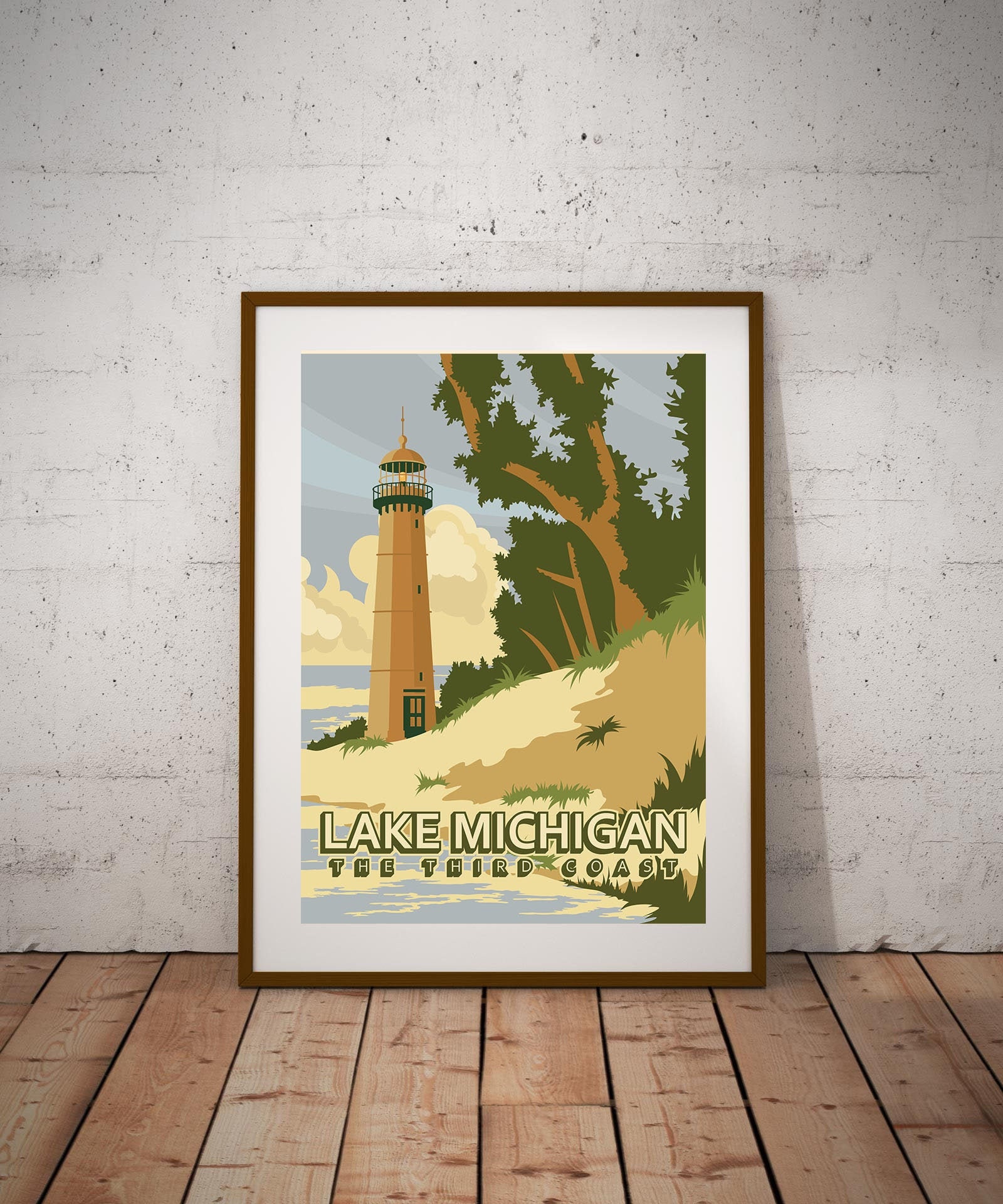 Lake Michigan Travel Poster Michigan Print - Etsy