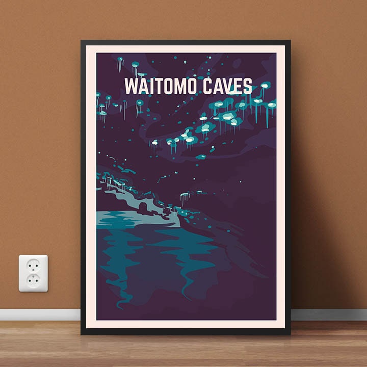Waitomo Caves Travel Poster , New Zealand Print - Etsy