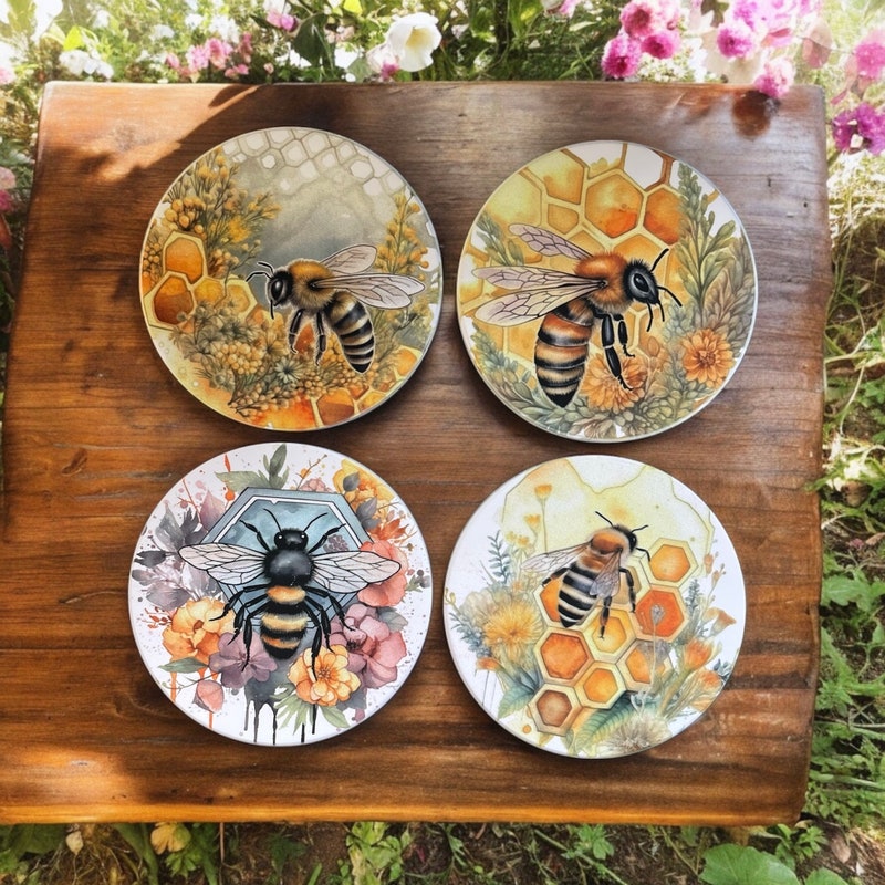 Bee Coasters - Etsy