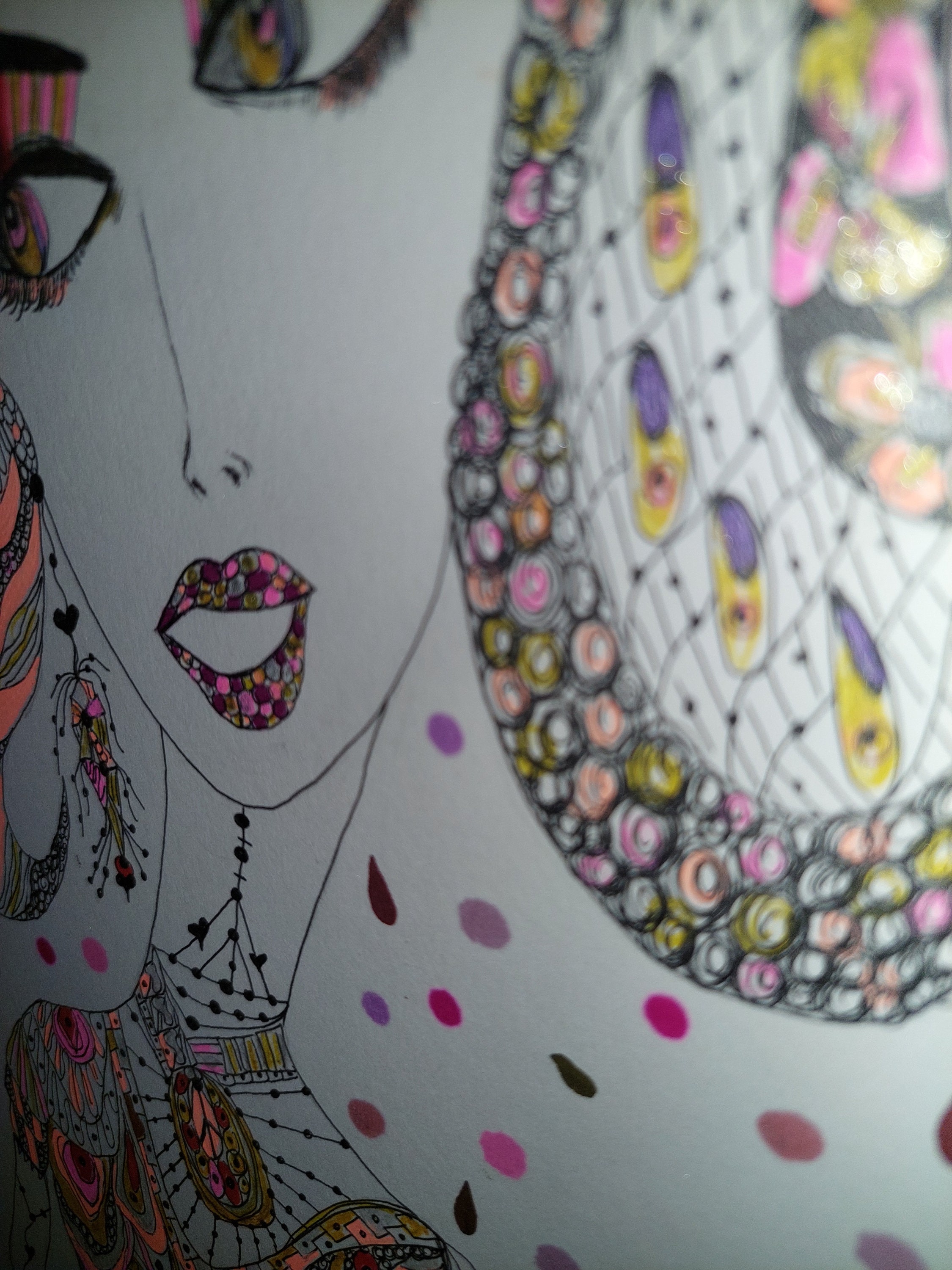 Boho Original Art Floral Hippy Wall Decor Girl With Flowers Wall ...