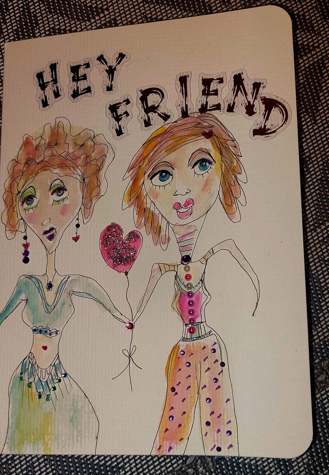 Galentine Valentine Card/handmade Greeting Card for Friend/cutecore ...