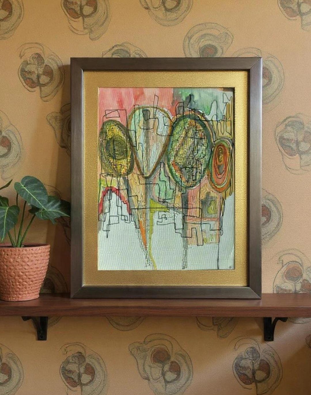 Abstract Pod People Watercolor Sketch: Mid-century Modern Wall Art ...