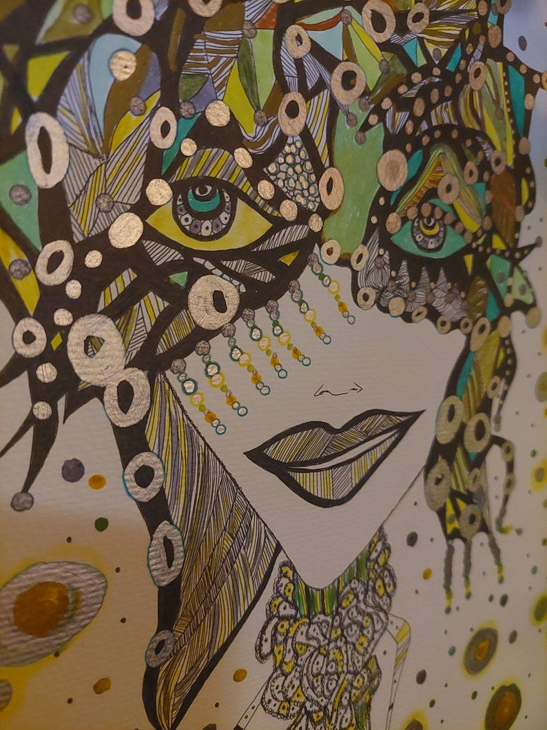 Original Wall Art Groovy Wall Decor Geometric Hand Drawn Illustration ...