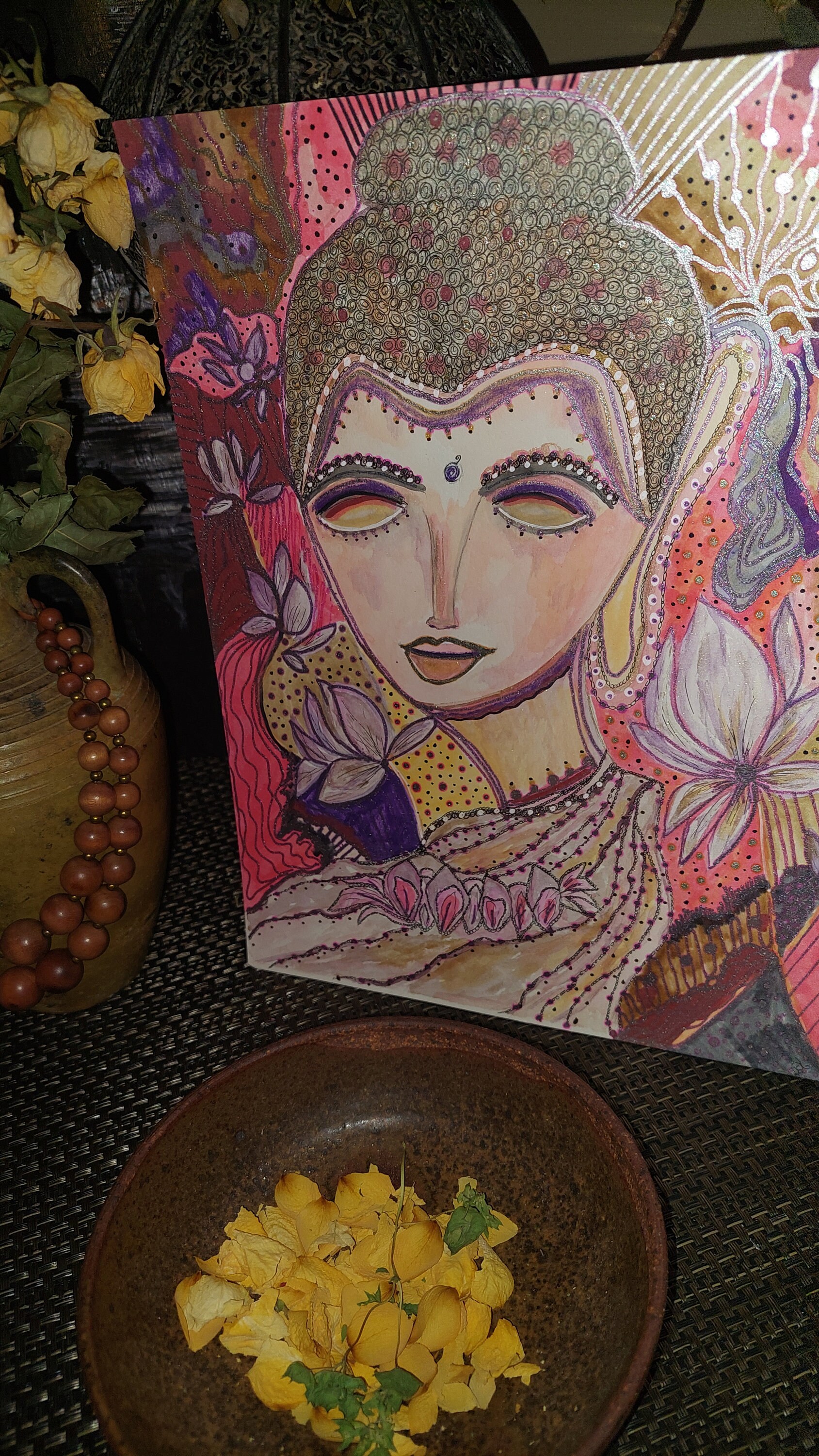 ZEN ART ORIGINAL Mixed Media Watercolor Buddha Wall Decor Calming ...