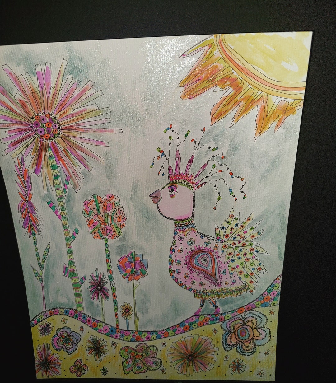 Paulette the Pink Boot Bird/whimsical Art/hand Drawn - Etsy