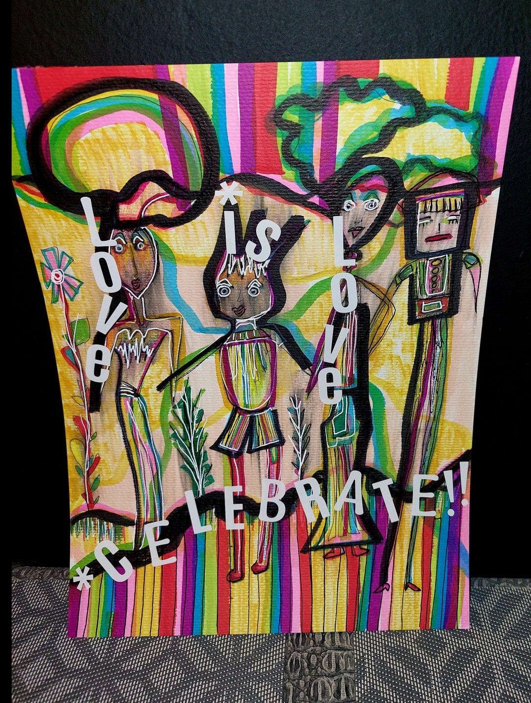 Love is Love/gay Pride Artwork/lgbtq Wall Décor/rainbow People Wall ...