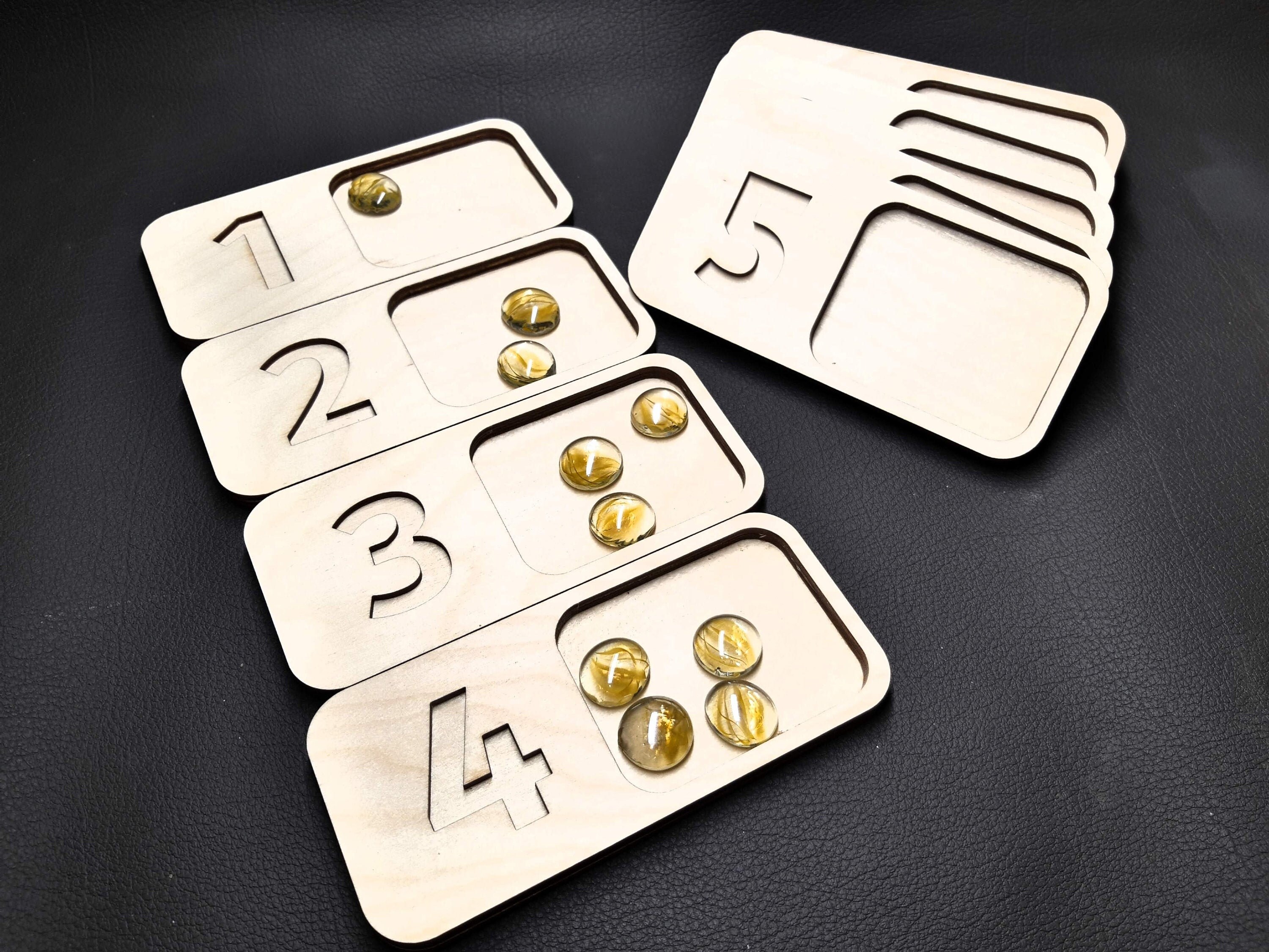Wooden Number Counting Plates, Number Counting Cards, Wooden Number ...
