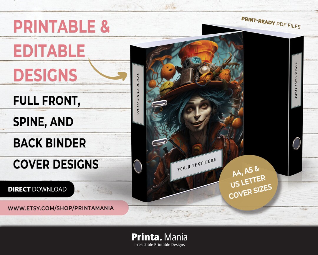 Halloween Mad Hatter Printable Binder Editable Cover & - Etsy