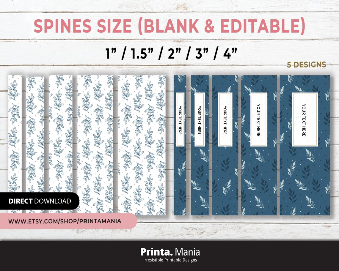 Personalized Binder Covers & Spines Printable Editable Covers Spines 5 ...