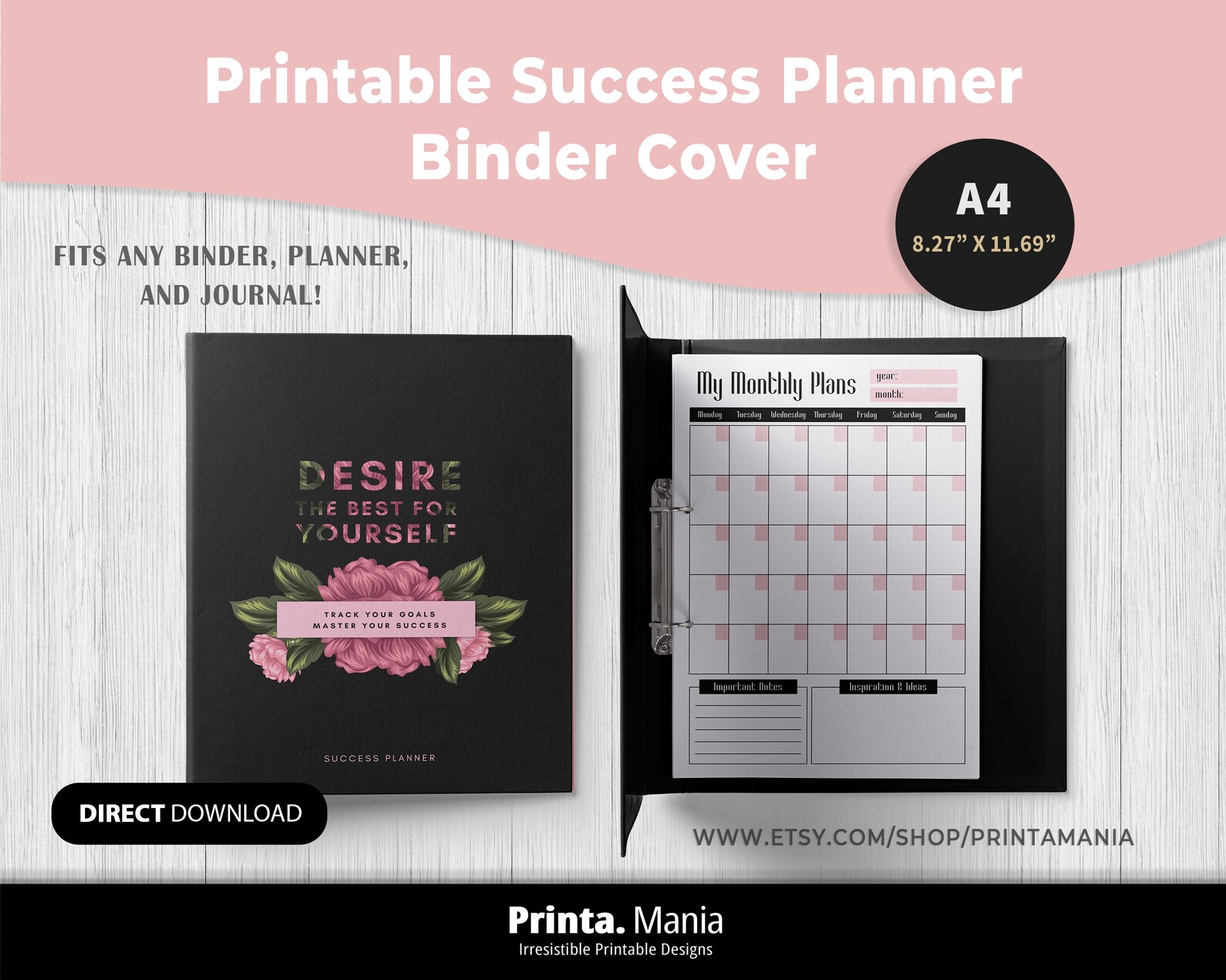 A4 Printable Planner Cover Binder Cover Spines Planner - Etsy