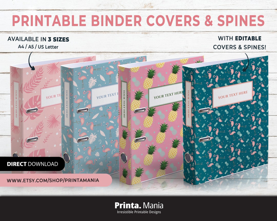 Tropical Flamingo Binder Covers: Editable School Planner Set (digital ...