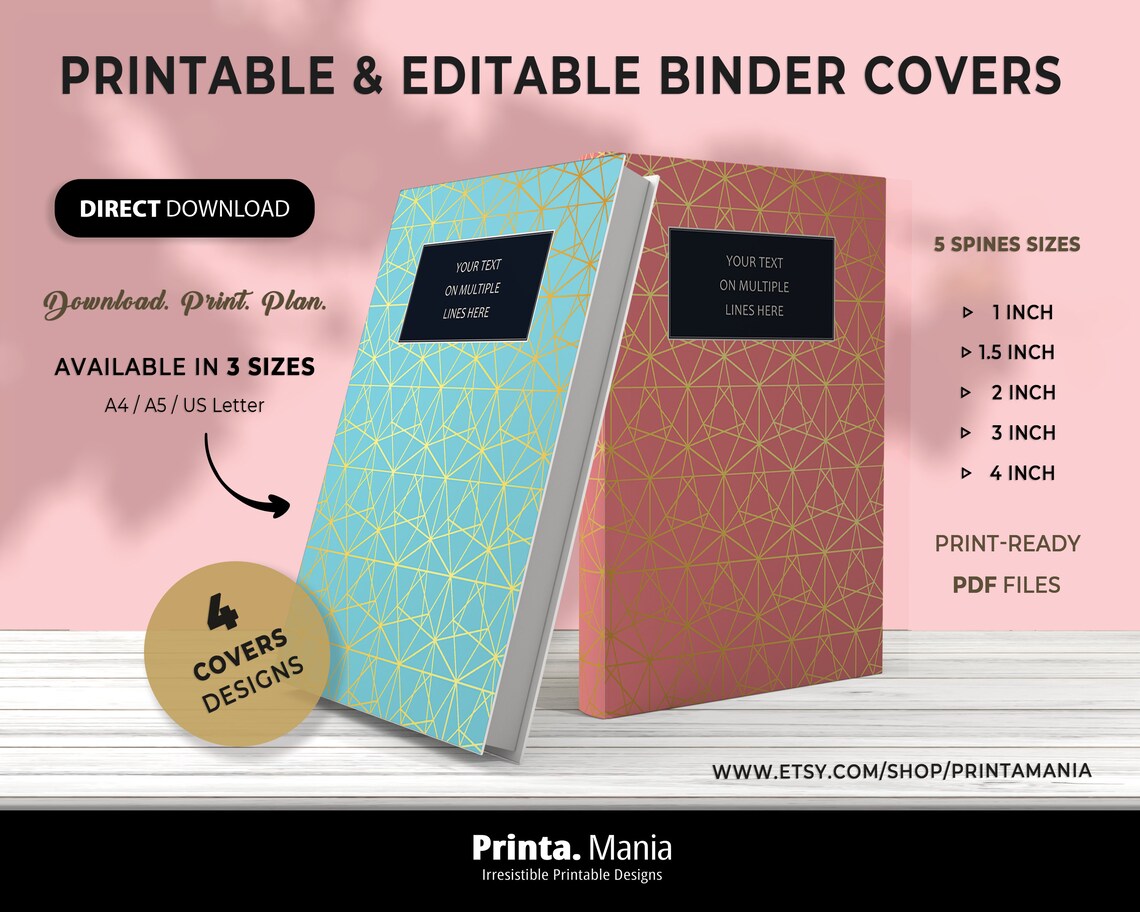 Personalized Binder Covers & Spines Printable | Editable Covers+spines ...