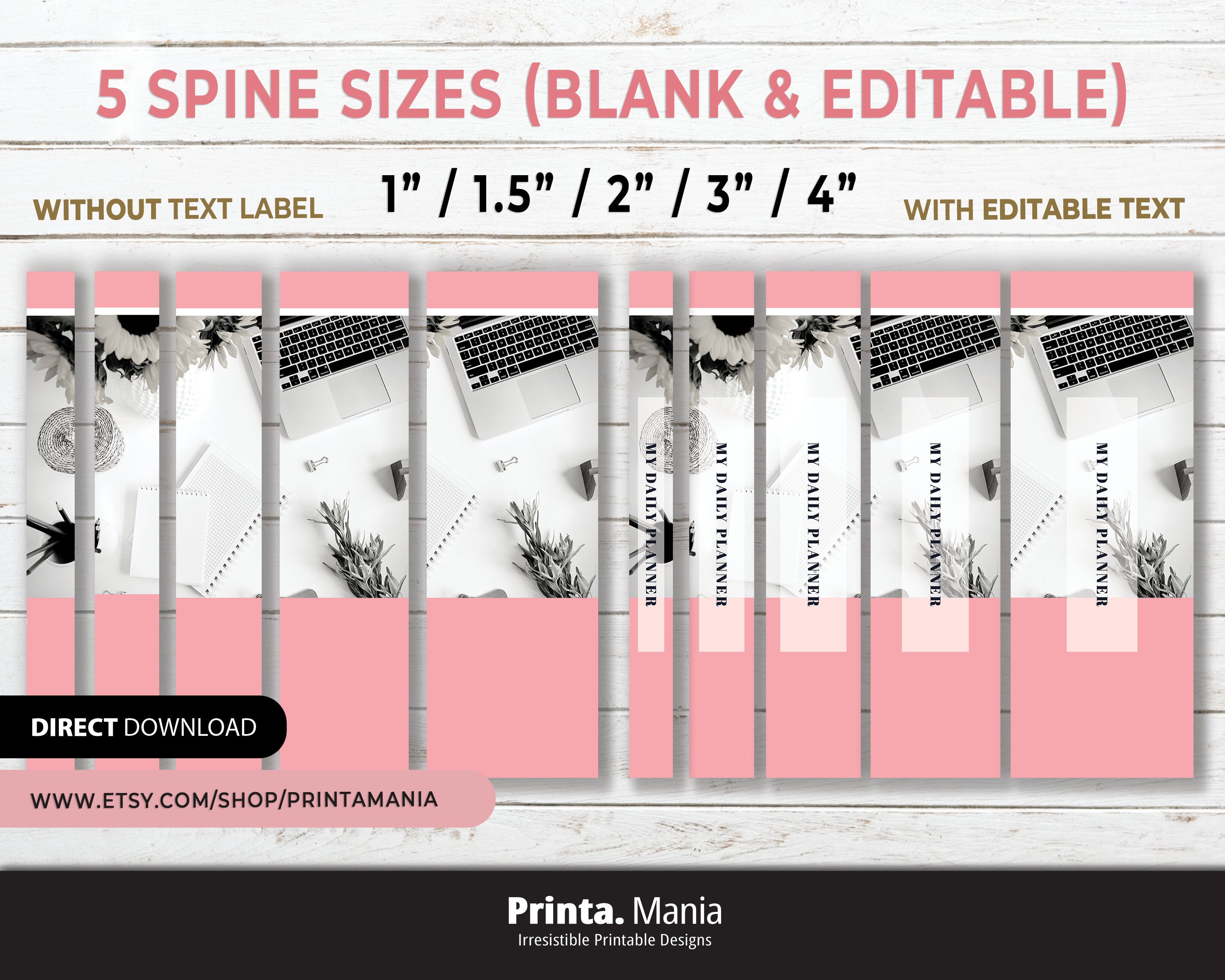 Daily Binder Printable Cover Daily Planner Cover 3 Sizes, 5 Editable ...