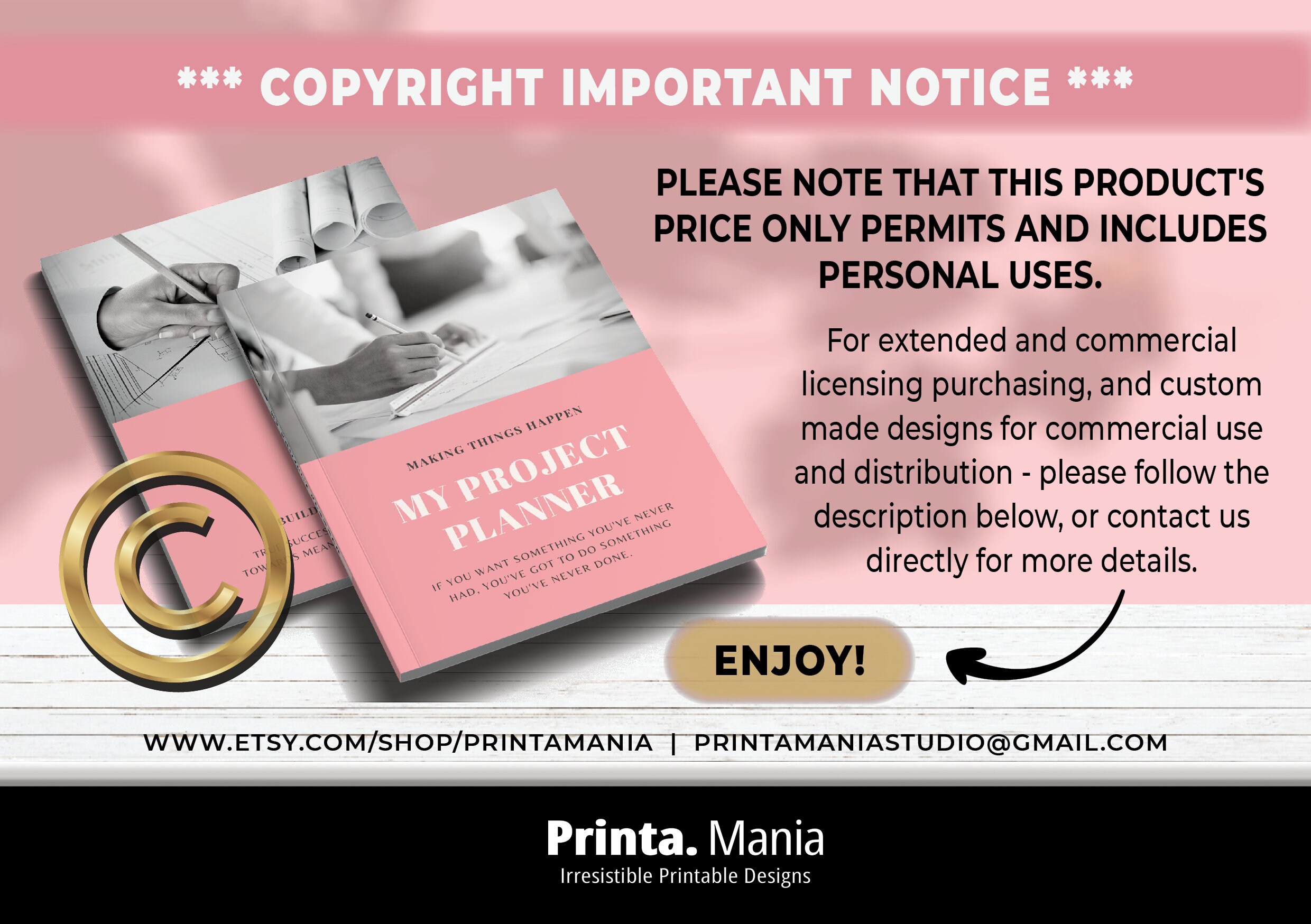 Project Binder Printable Cover | Project Planner Cover | 3 Sizes, 5 ...