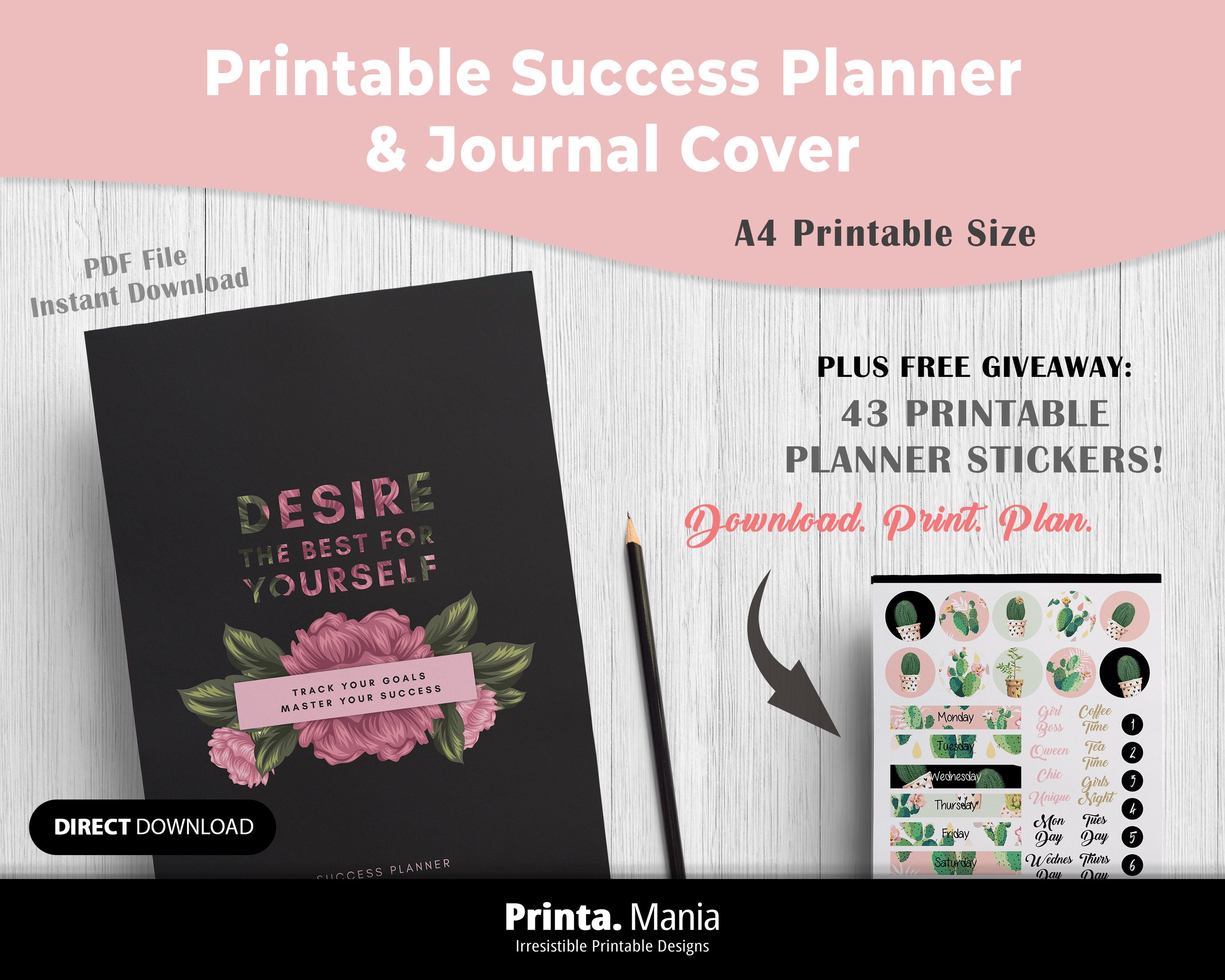 A4 Printable Planner Cover Binder Cover Spines Planner - Etsy