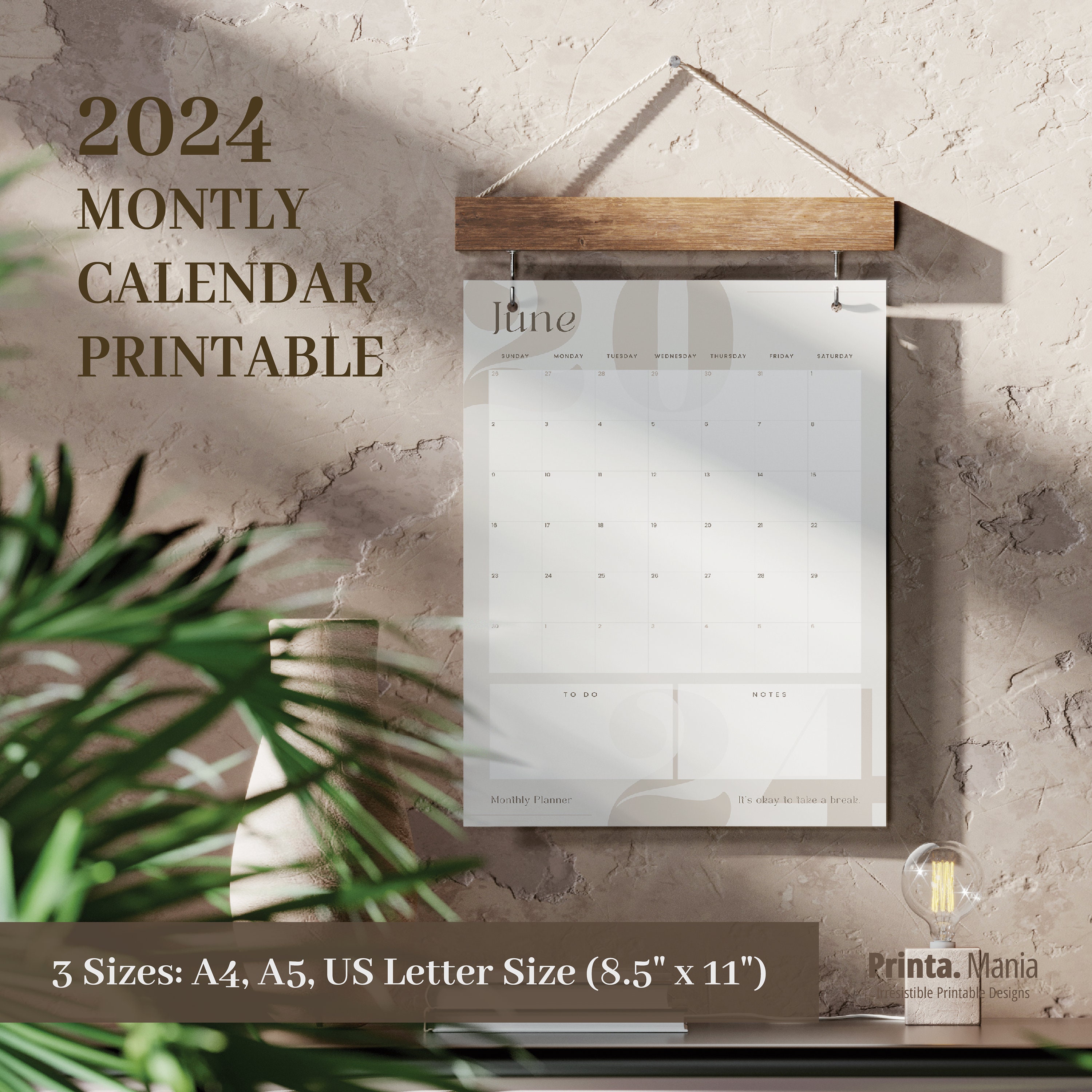 2024 Monthly Planner Printable 2024 Dated Calendar A4, A5, Letter ...