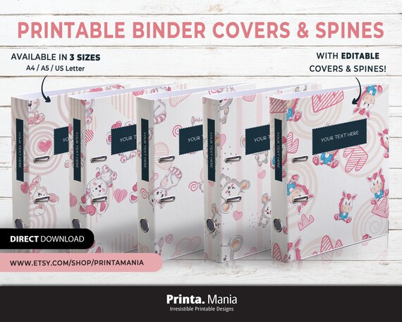 Personalized Printable Binder Covers & Spines Editable | Etsy