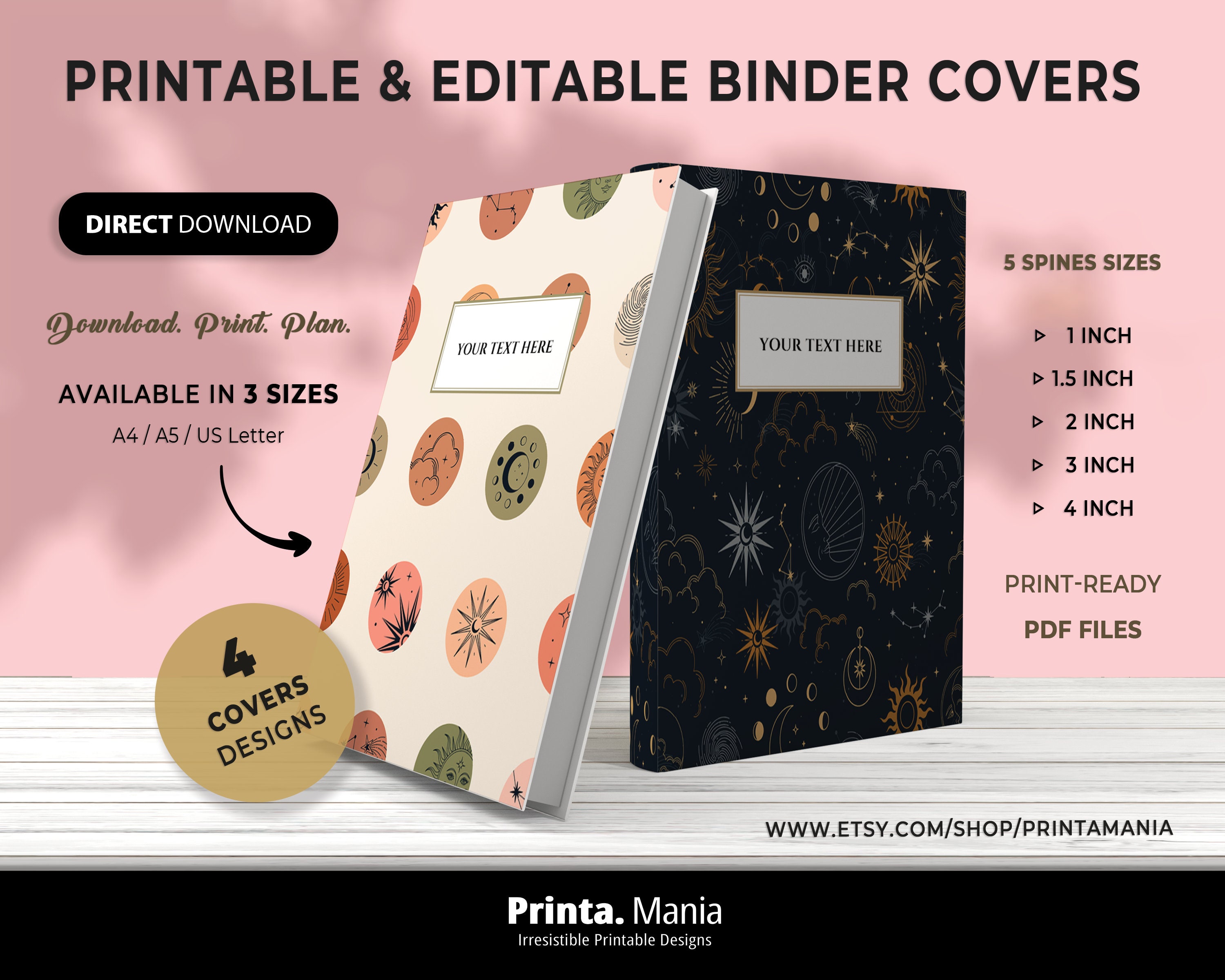Personalized Printable Binder Covers & Spines Editable Covers Spines 4 ...