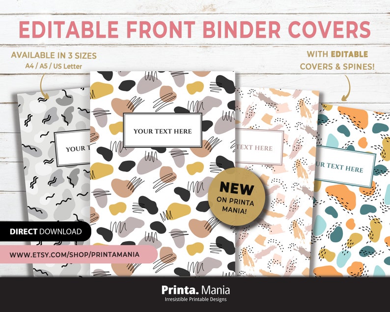 Printable School Binder Covers Set | Editable Covers + Spines | 4 ...