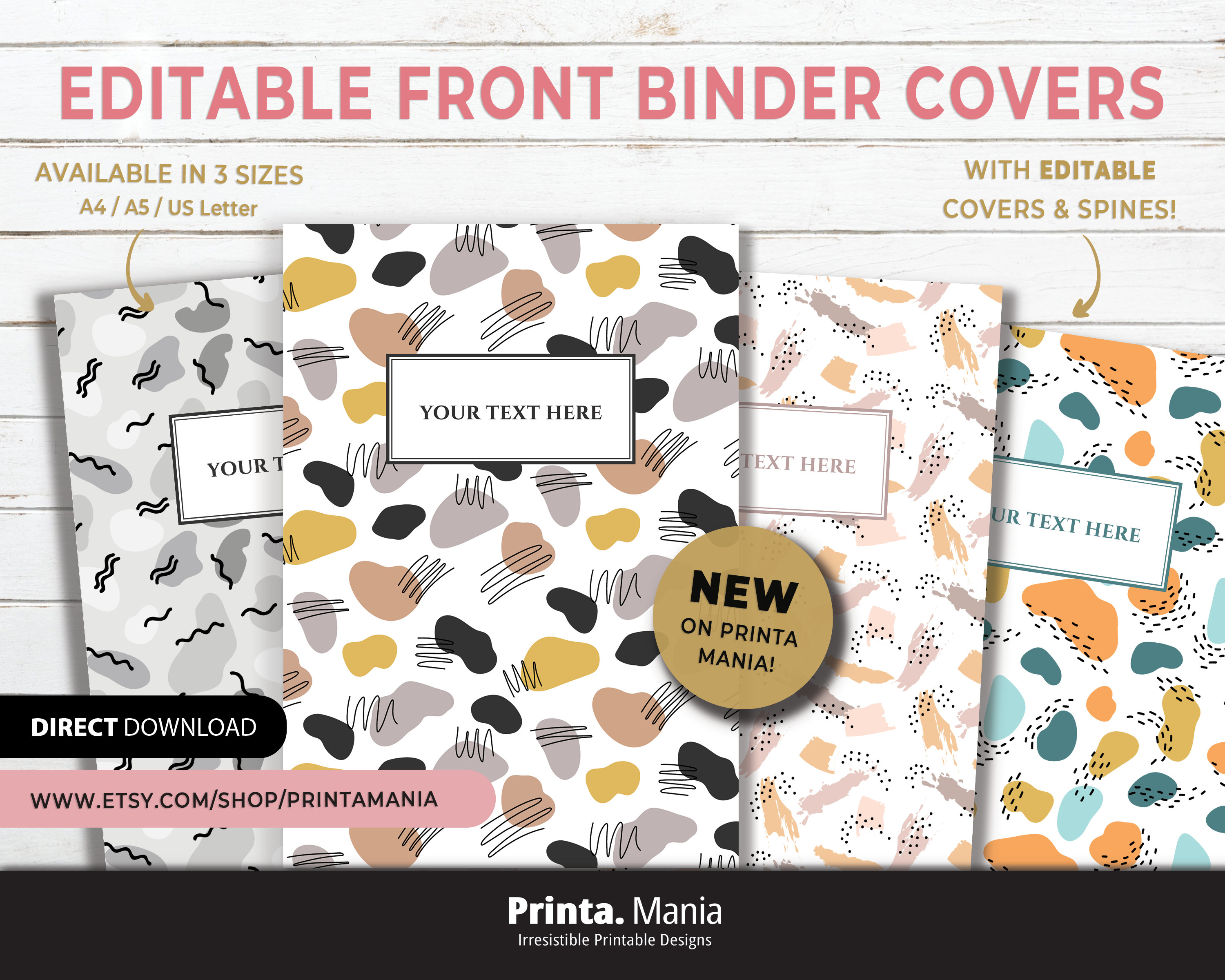 Printable School Binder Covers Set | Editable Covers + Spines | 4 ...