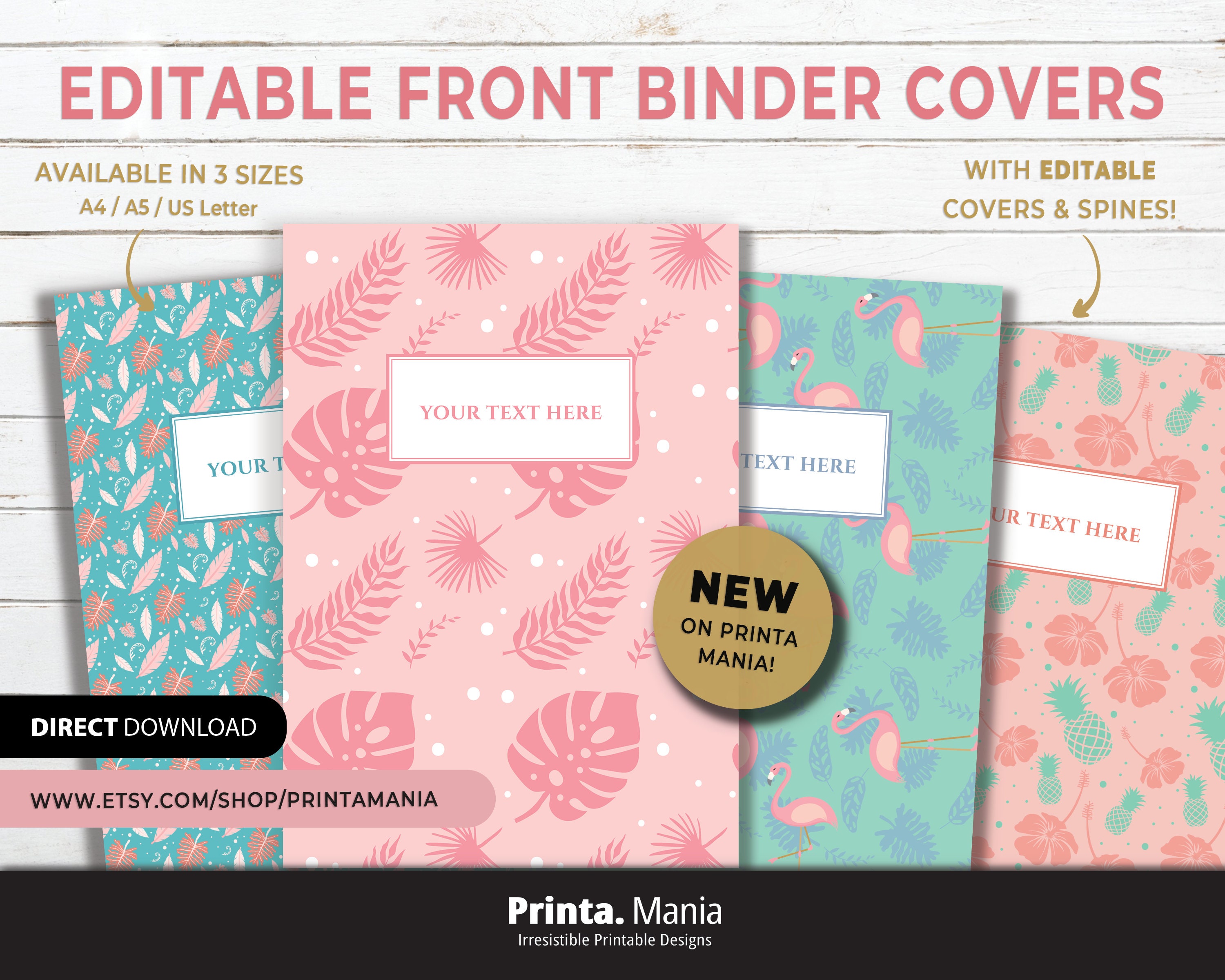 Printable School Binder Covers Set | Editable Covers + Spines | 4 ...