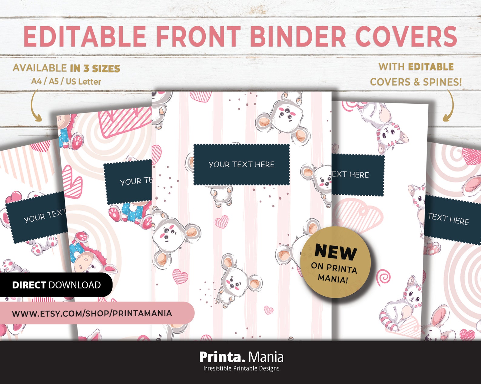 Personalized Printable Binder Covers & Spines Editable Covers Spines 5 ...