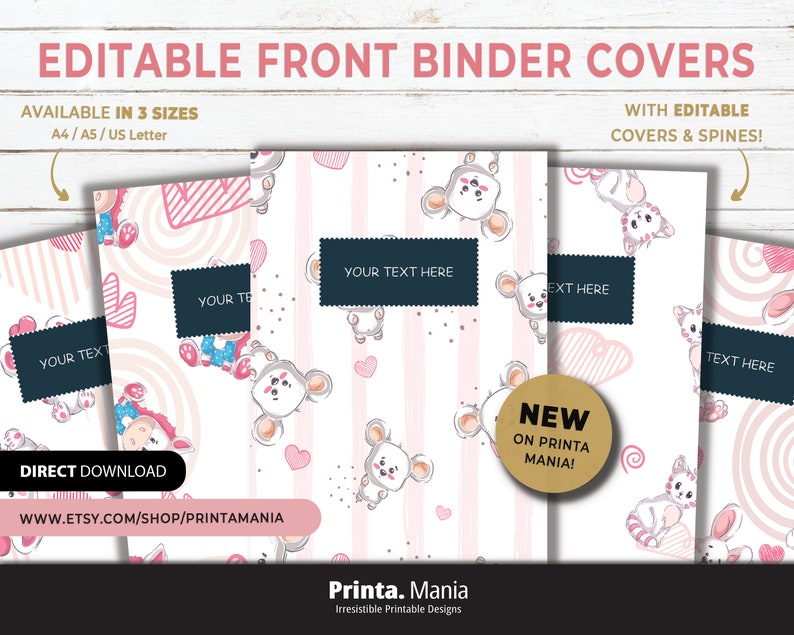 Personalized Printable Binder Covers & Spines | Editable Covers ...