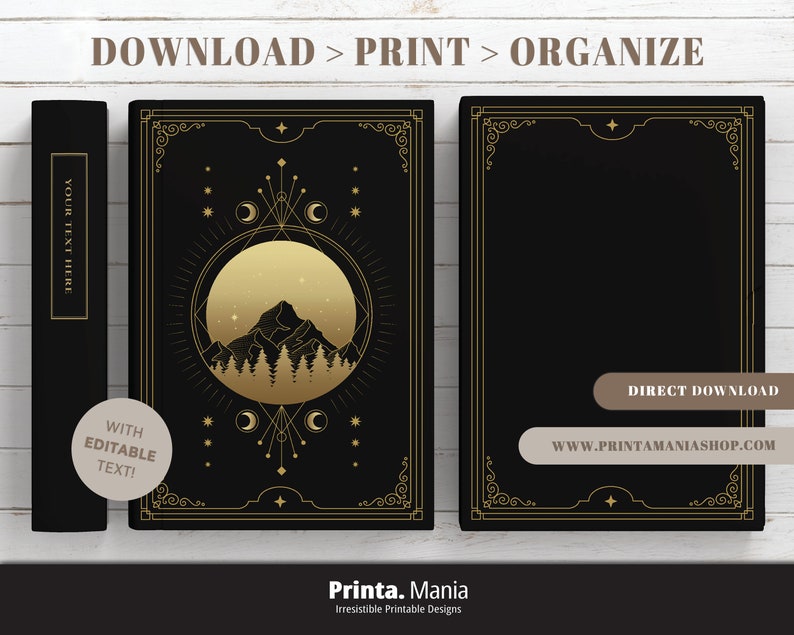 Witchy Moon Binder Cover: Magic Forest Dream Planner (editable PDF) - Etsy