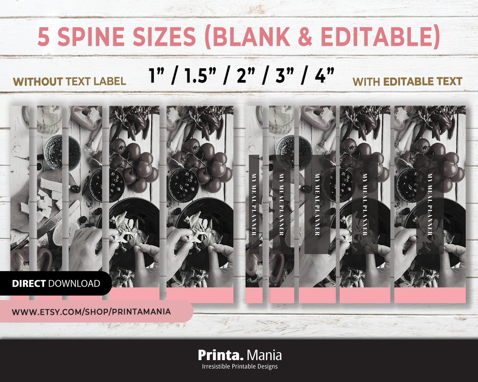 Meal Binder Printable Cover Meal Planner Cover 3 Sizes, 5 Editable ...