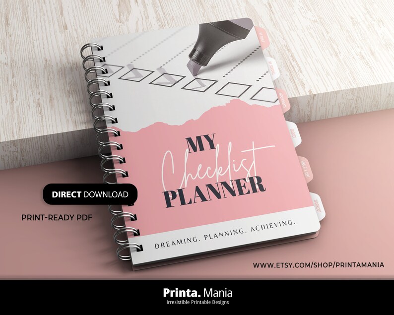 Checklist Binder Printable Cover Task Planner Cover 3 - Etsy