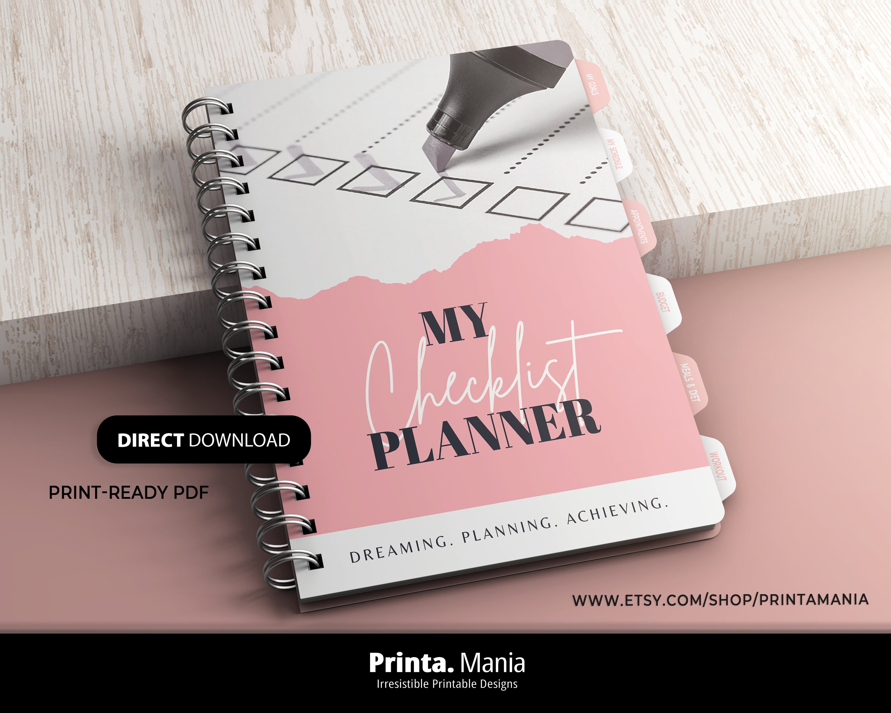 Checklist Binder Printable Cover Task Planner Cover 3 - Etsy