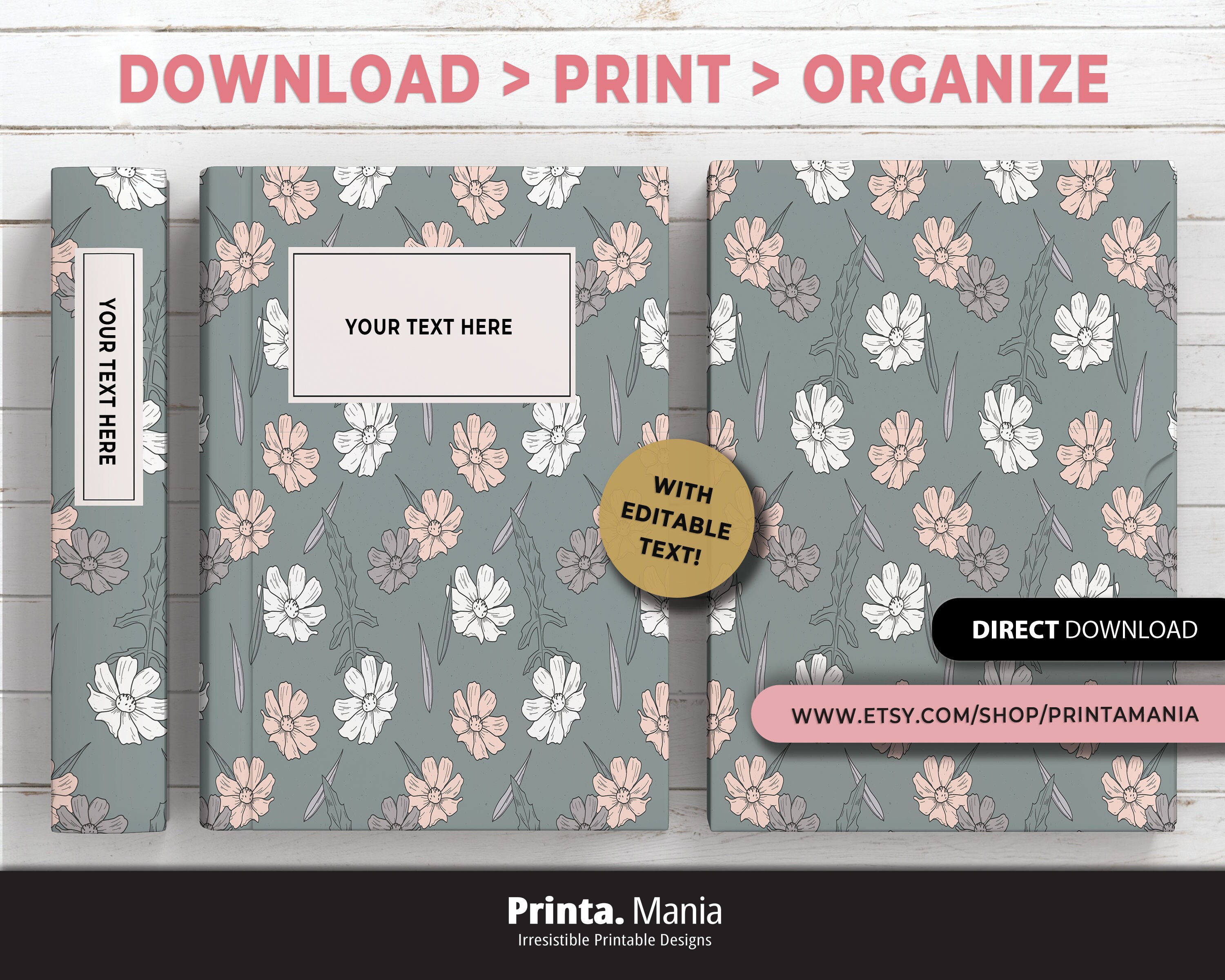 Personalized Binder Covers & Spines Printable | Editable Covers ...