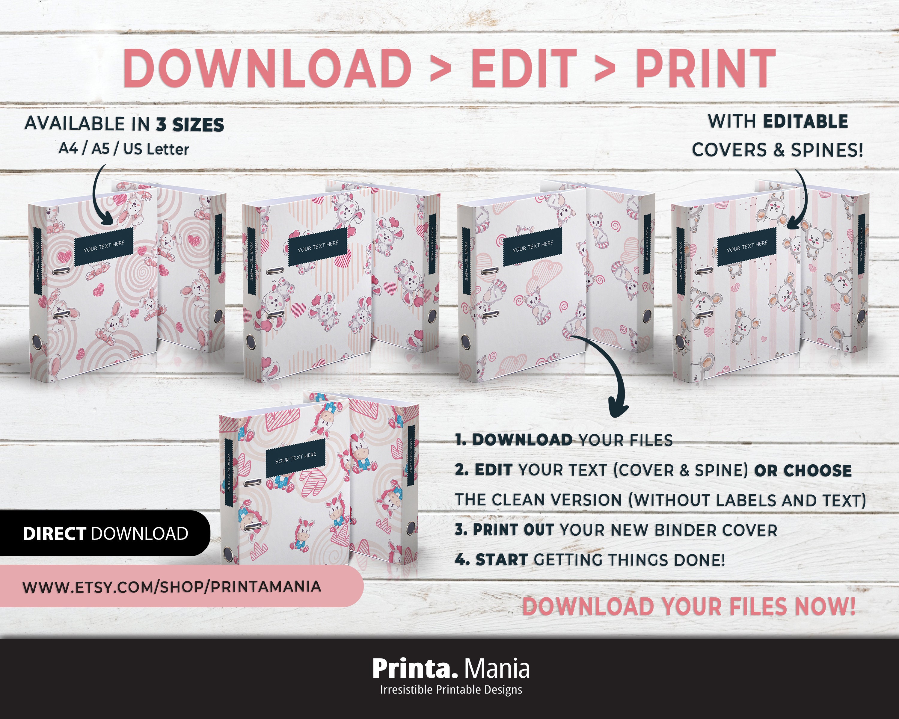 Personalized Printable Binder Covers & Spines | Editable Covers ...