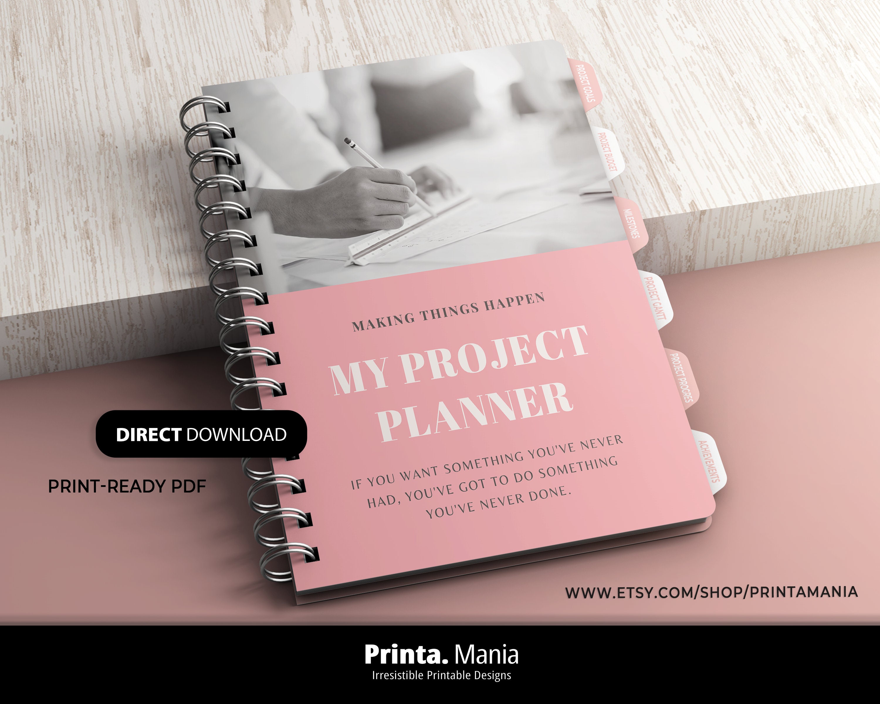 Project Binder Printable Cover | Project Planner Cover | 3 Sizes, 5 ...