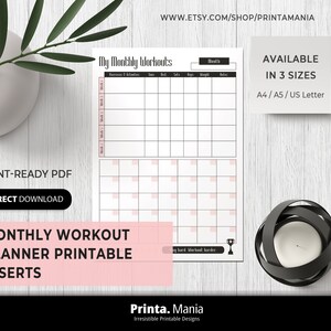 Workout Planner Printable | A4, A5, US Letter | Fitness Planner, Weekly ...