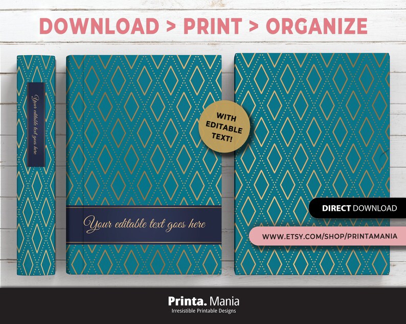 Personalized Binder Covers & Spines Printable | Editable Covers+spines ...