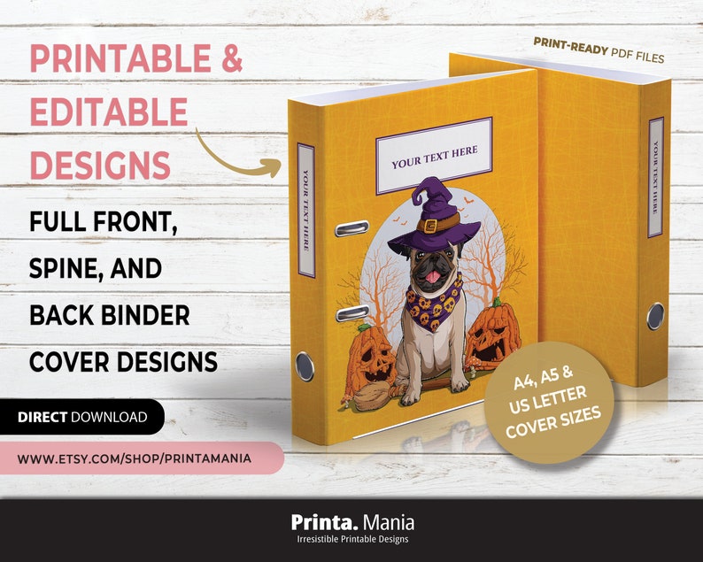 Halloween Printable Binder Covers Set Editable Covers - Etsy