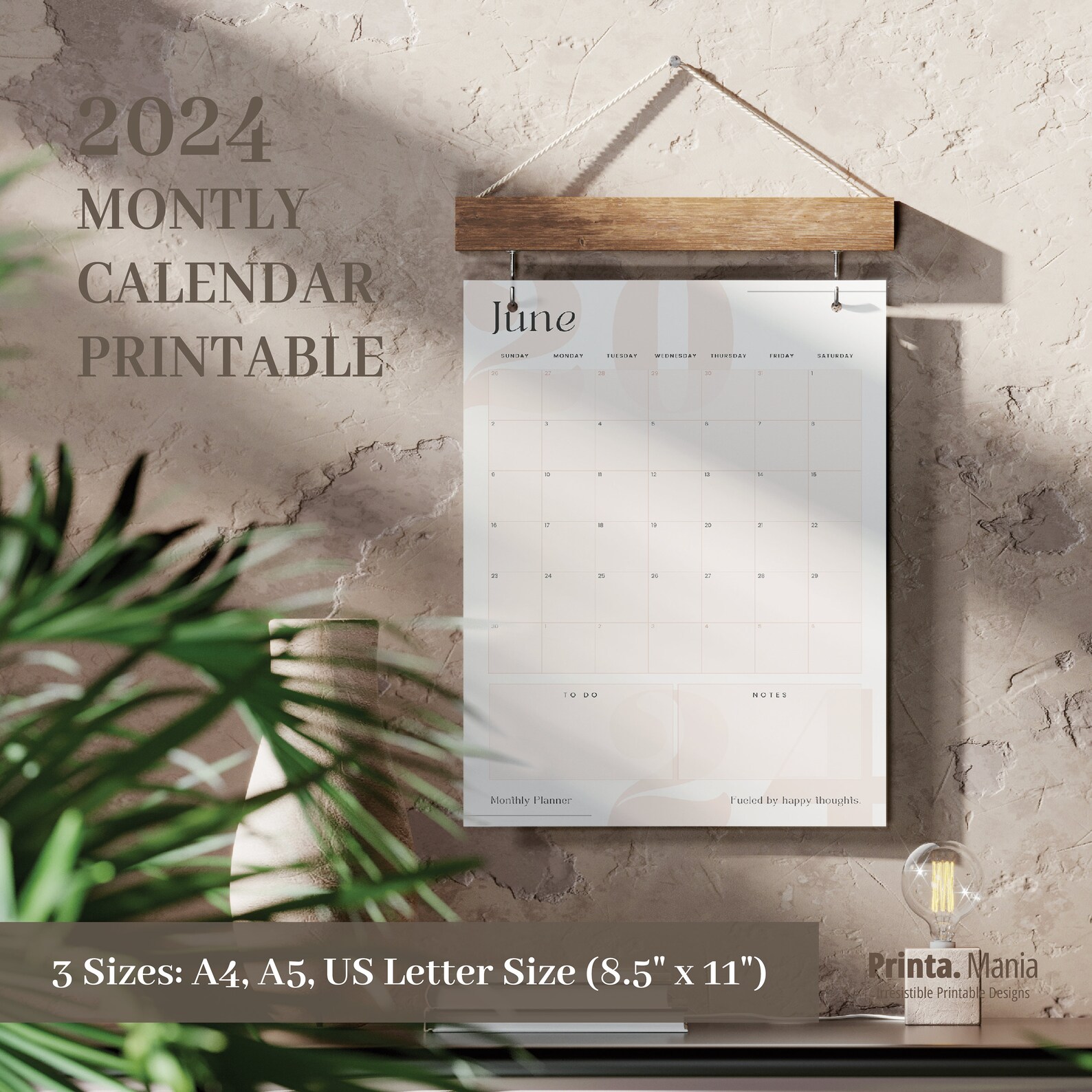 2024 Monthly Planner Printable 2024 Dated Calendar A4, A5, Letter ...