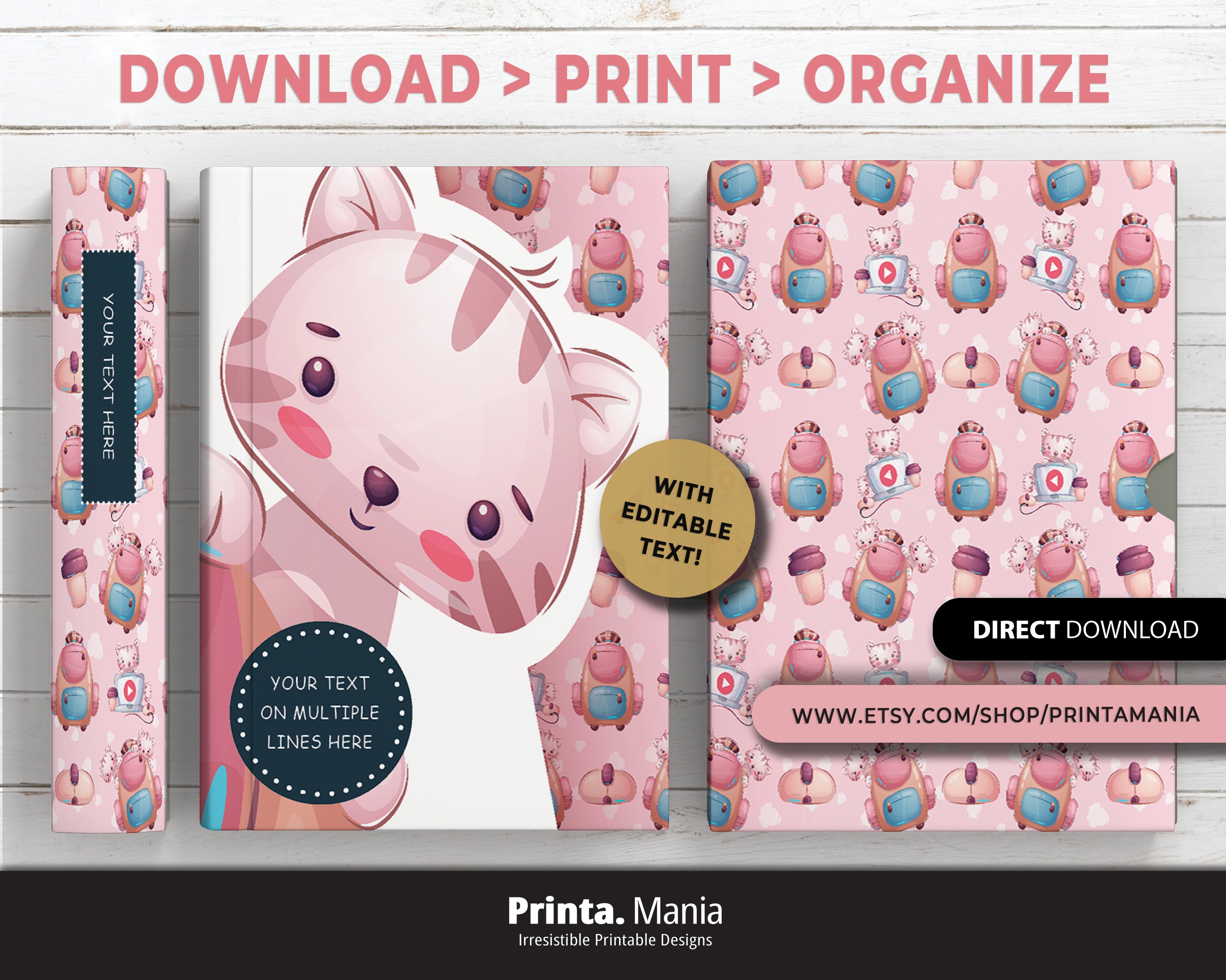 Printable Binder Covers | Cute Animals, Editable Spines (digital ...
