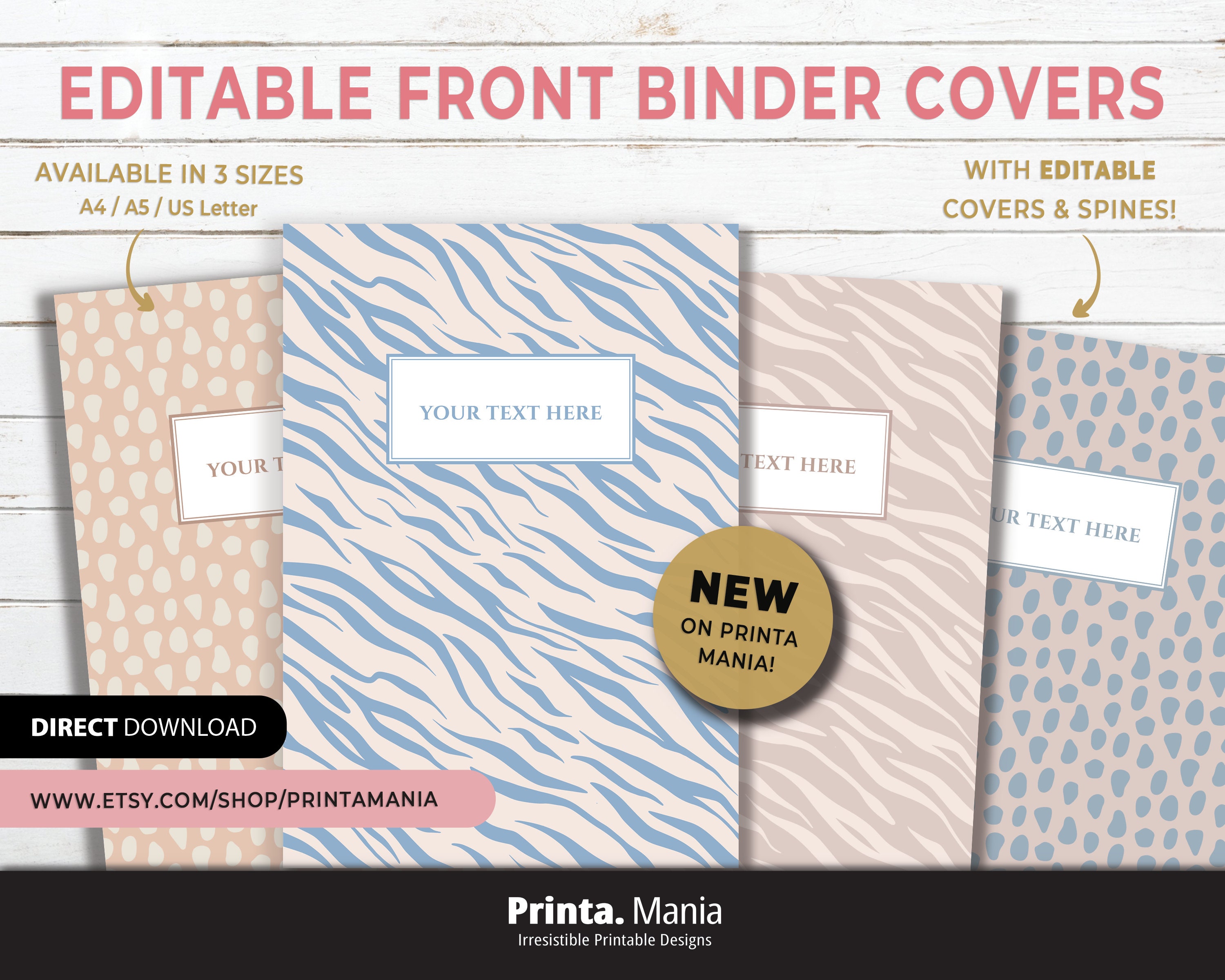 Printable School Binder Covers Set | Editable Covers + Spines | 4 ...