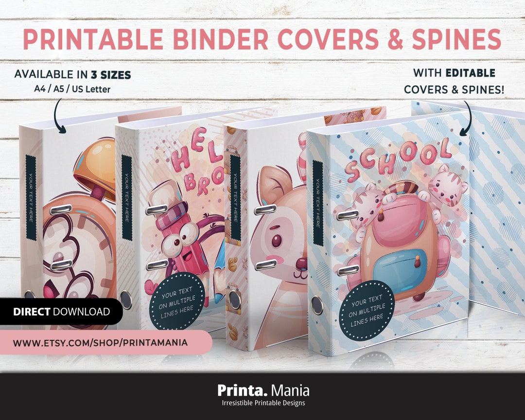 Personalized Printable Binder Covers & Spines | Editable Covers ...