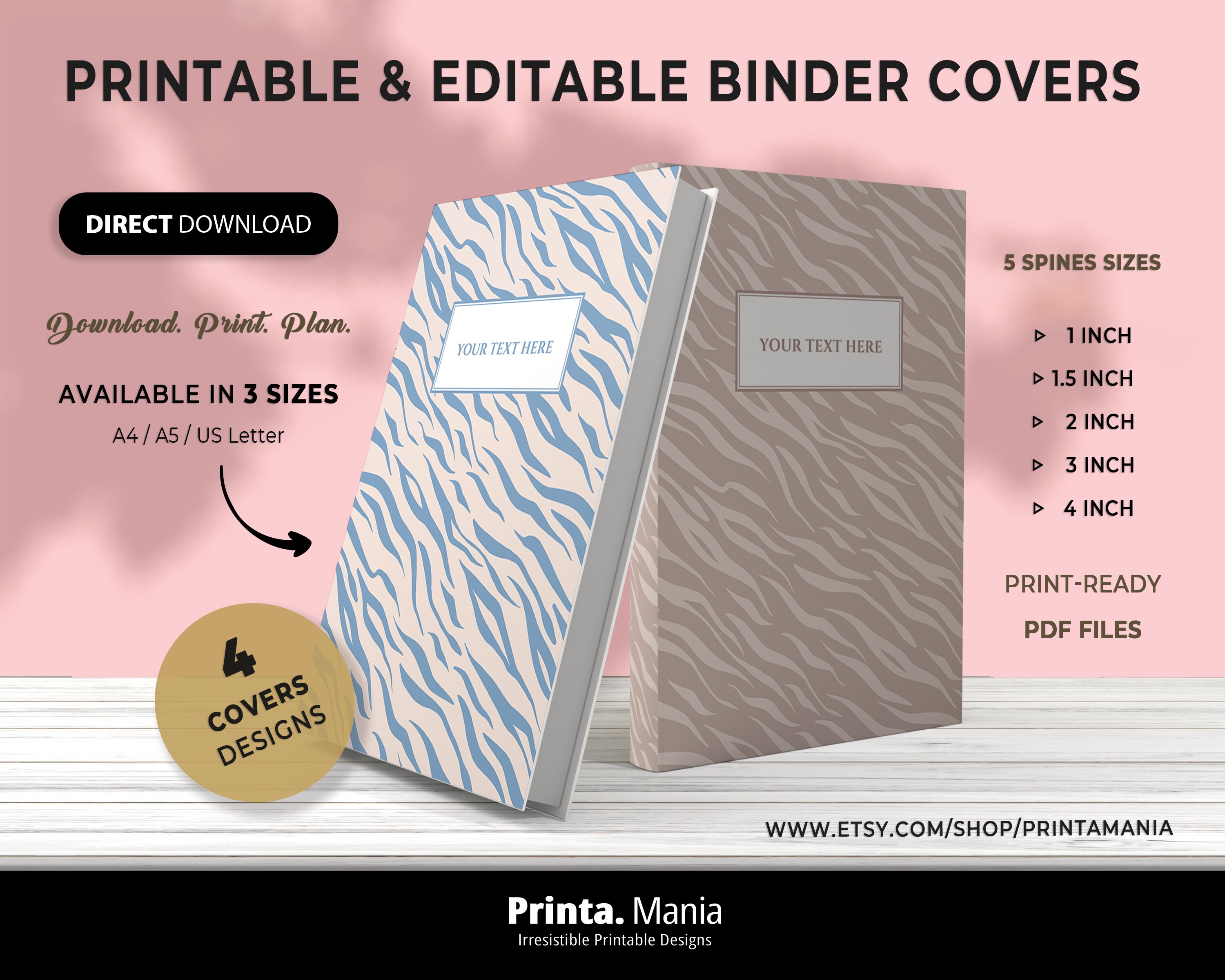 Printable School Binder Covers Set | Editable Covers + Spines | 4 ...